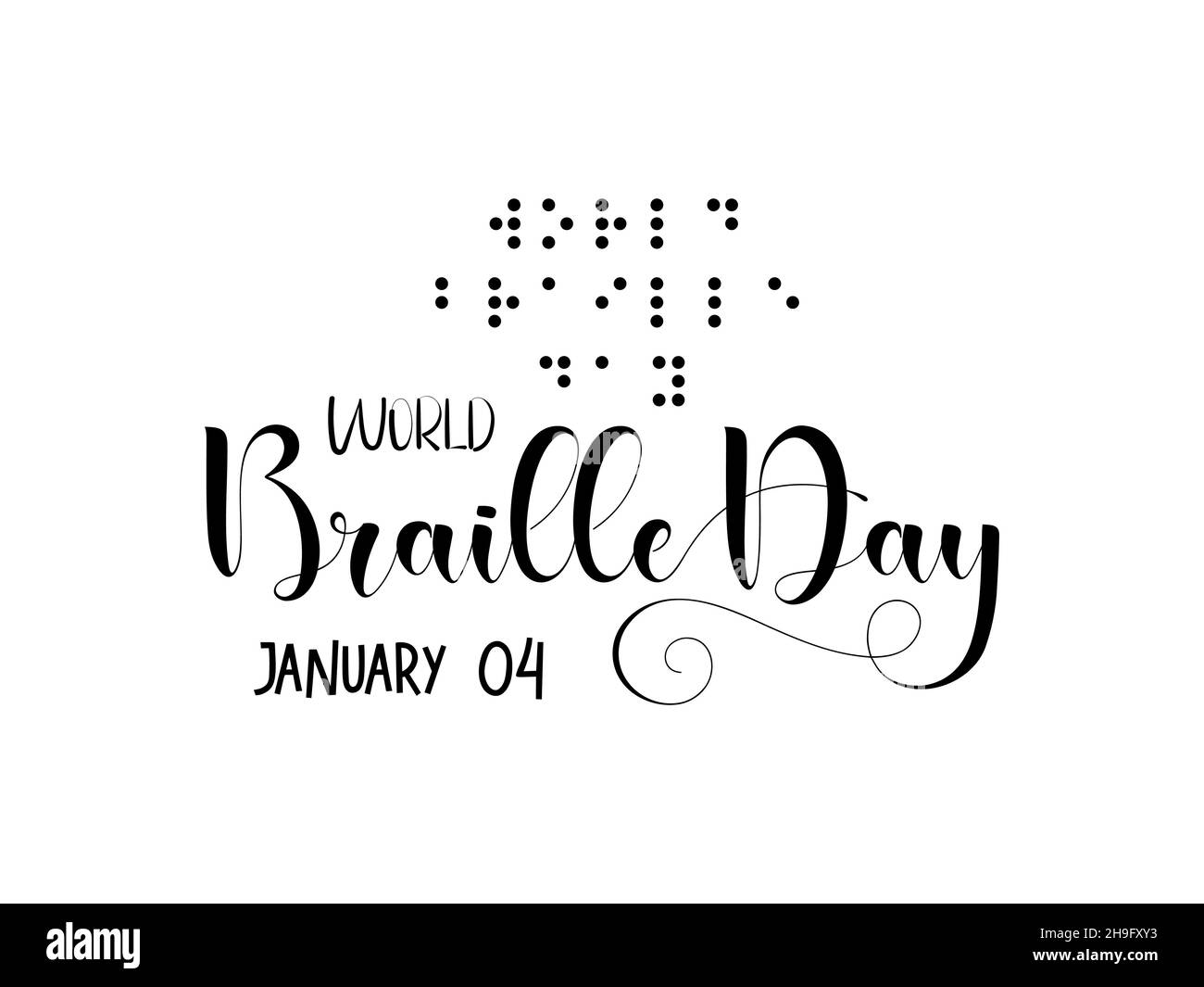 January 04 - Braille Day. Calligraphy style hand lettering design for ...