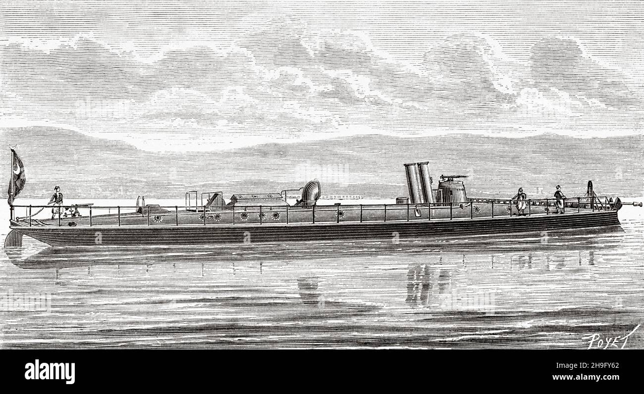 First class torpedo boat built for the Ottoman government. Old 19th ...