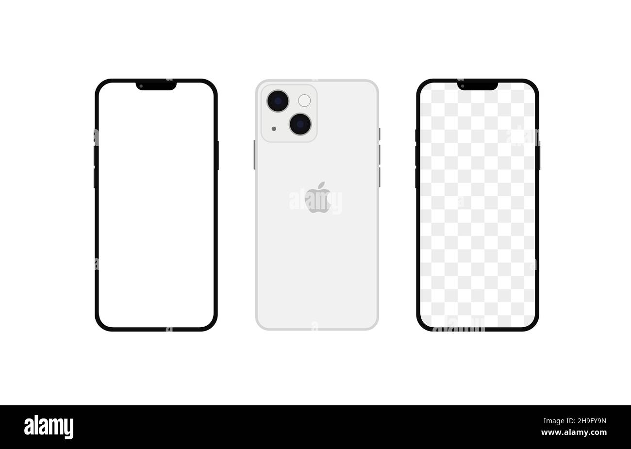 Iphone 13 white color. Realistic smartphone mockup Stock Photo - Alamy