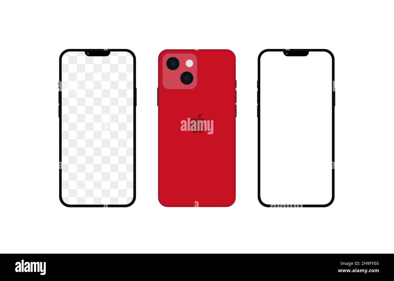 Iphone 13 red color. Realistic smartphone mockup Stock Photo - Alamy