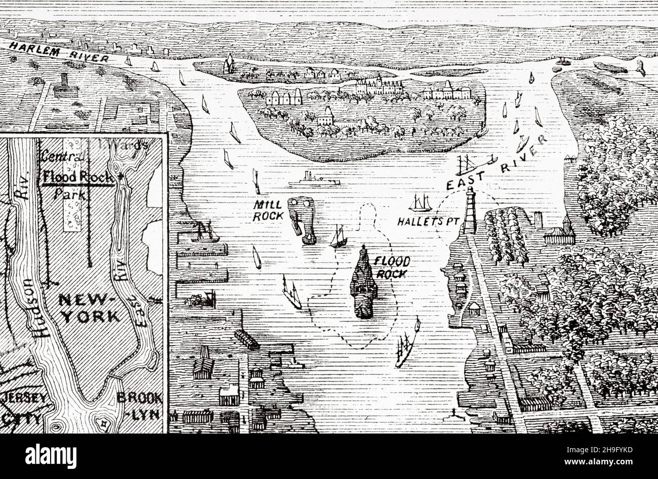 Explosion of the Flood Rock in the East River, New York, United States ...