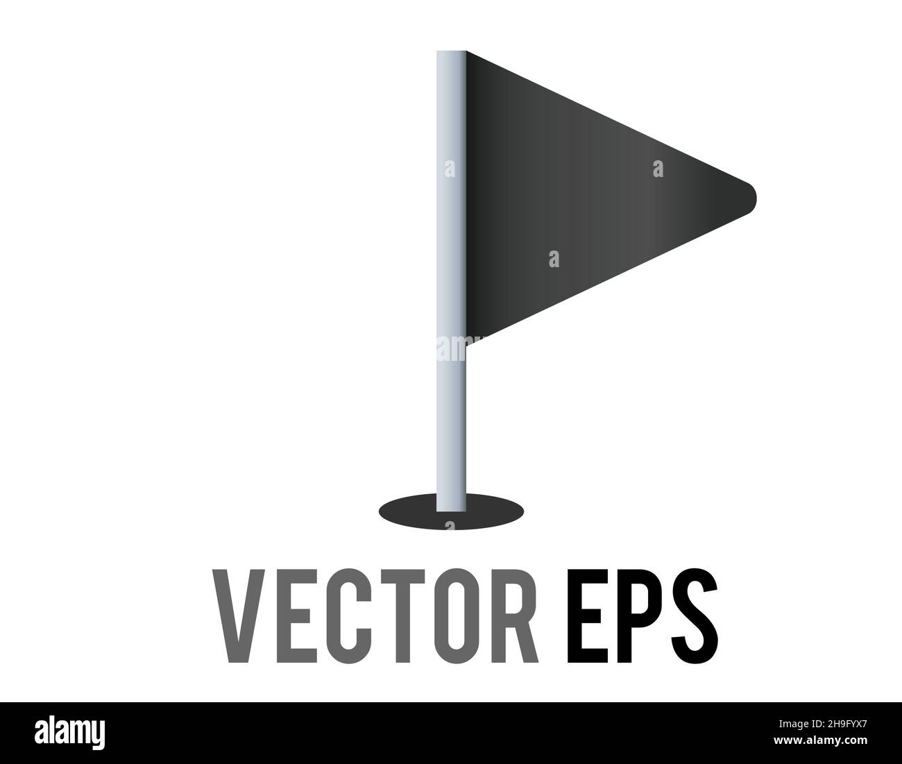 The isolated vector triangular gradient black flag icon with silver ...