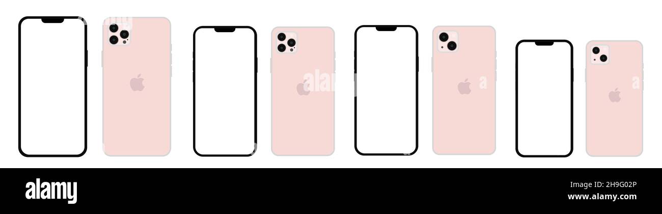 Realistic mockup yellow iphone 13 set all colours and models, mockup ...