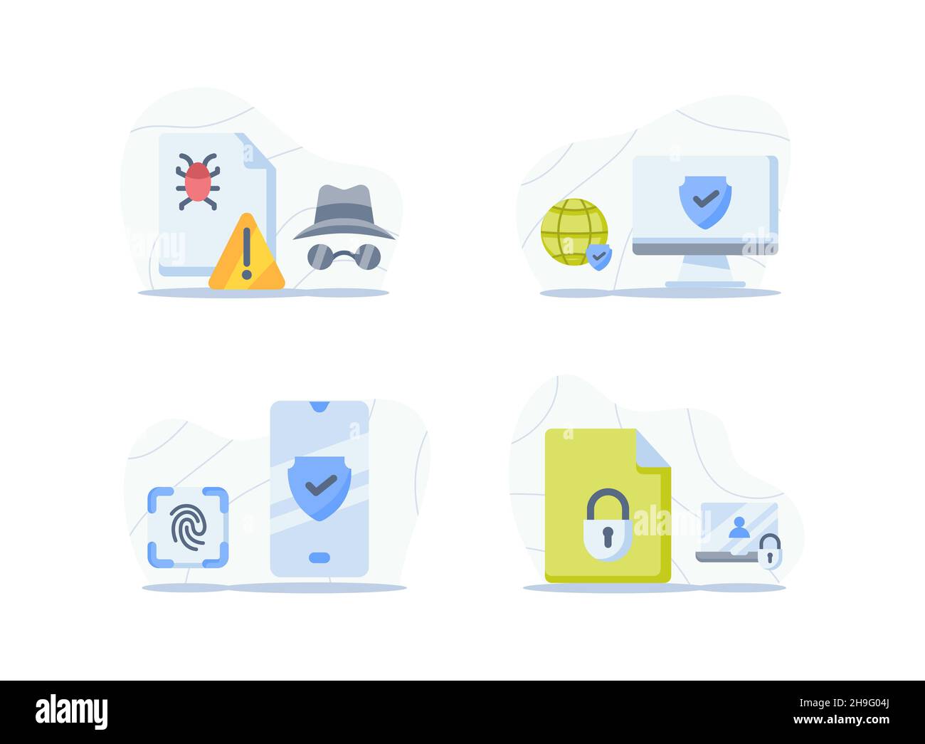 internet security concept icon set package collection with bugs and ...
