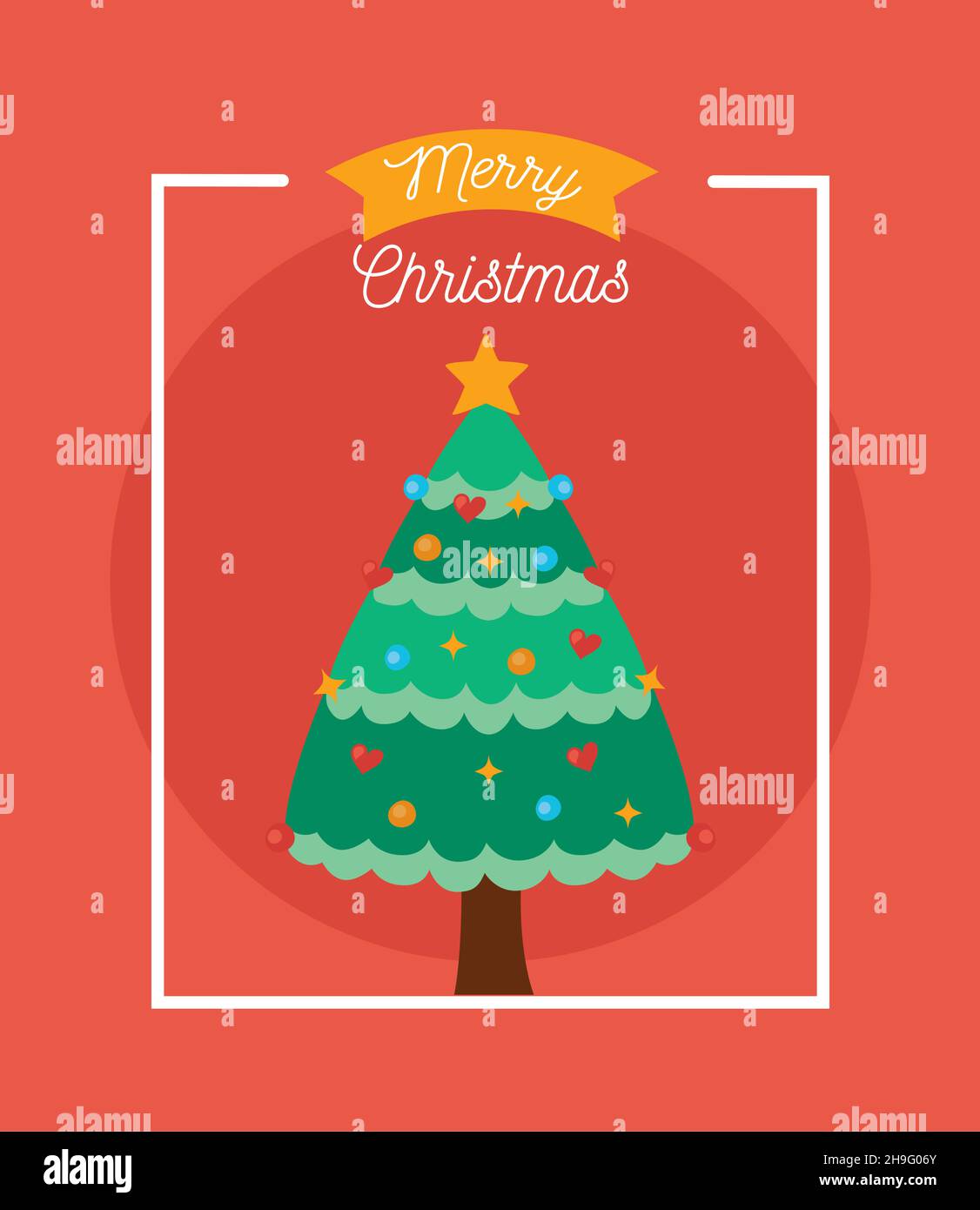 merry christmas tree square frame Stock Vector Image & Art - Alamy