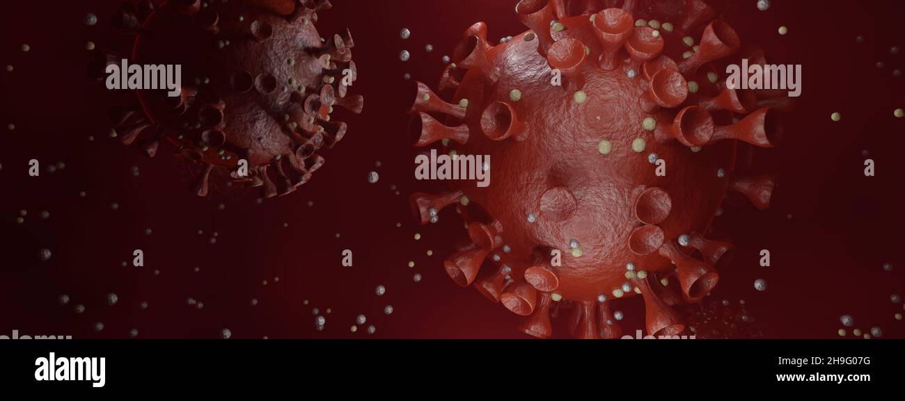 Corona Virus In Red Background - Microbiology And Virology Concept - 3d ...