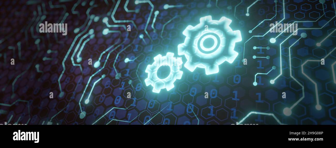 Automation concept of business process settings gear in a technology ...