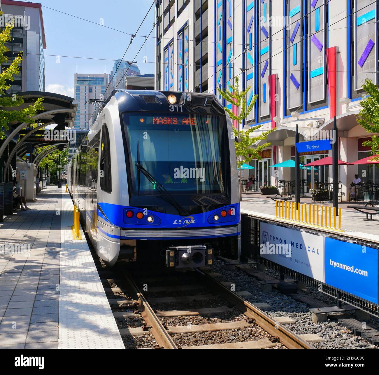 CATS system train entering 7th station in downtown Charlotte. September ...