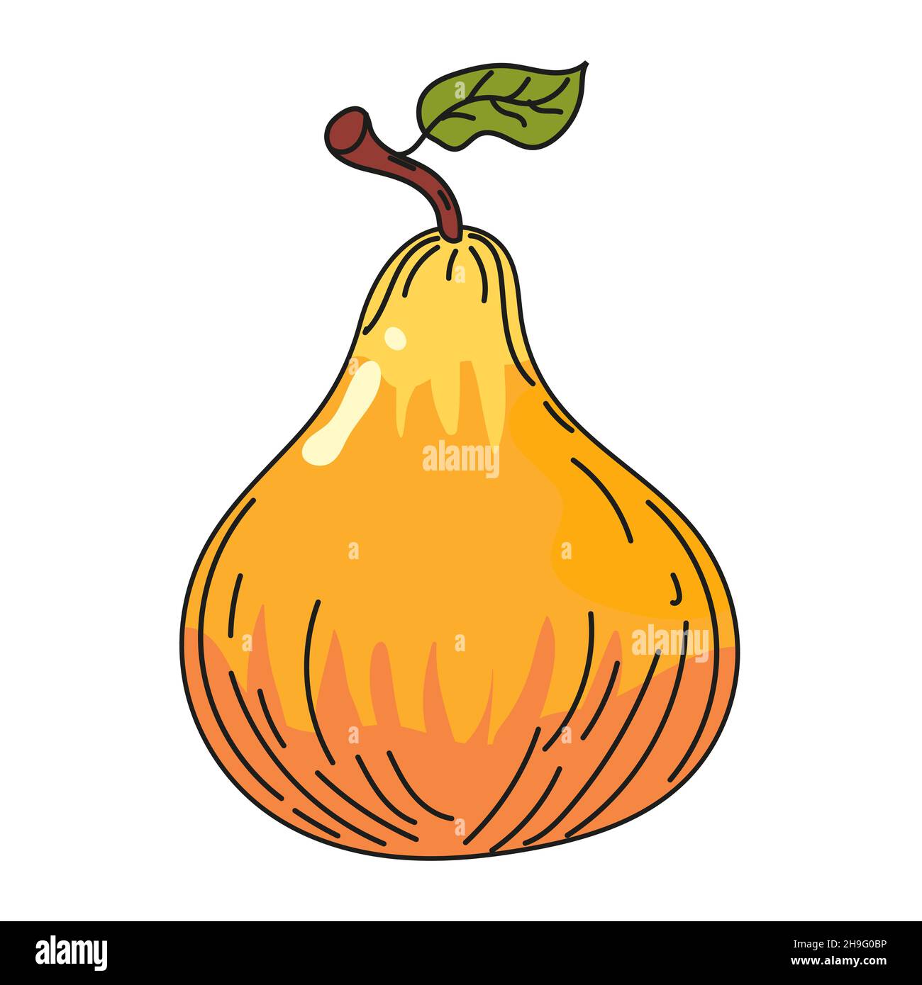 Pear fruit hand drawing colorful doodle icon, organic farm product ...