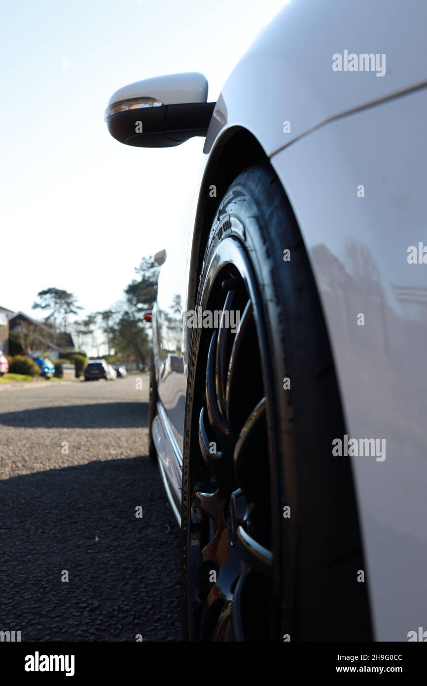 Closeup shot of the details of the wheels of a car Stock Photo - Alamy