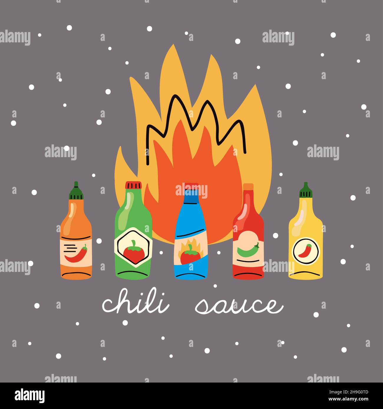 hot chili sauces onfire poster Stock Vector Image & Art - Alamy