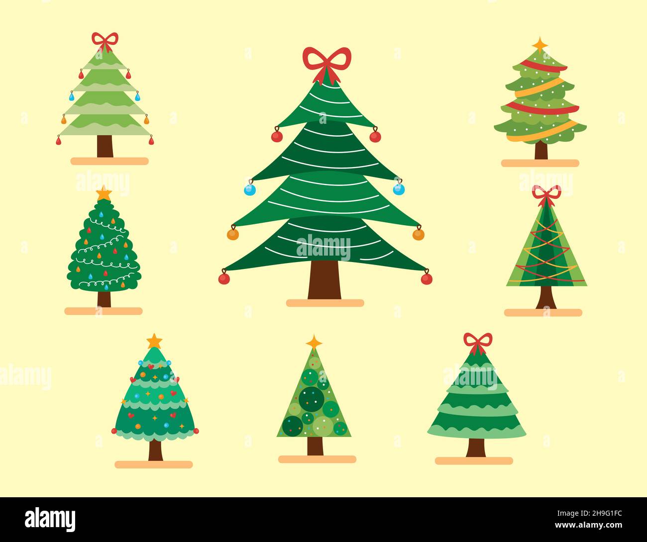eight christmas trees set icons Stock Vector Image & Art - Alamy