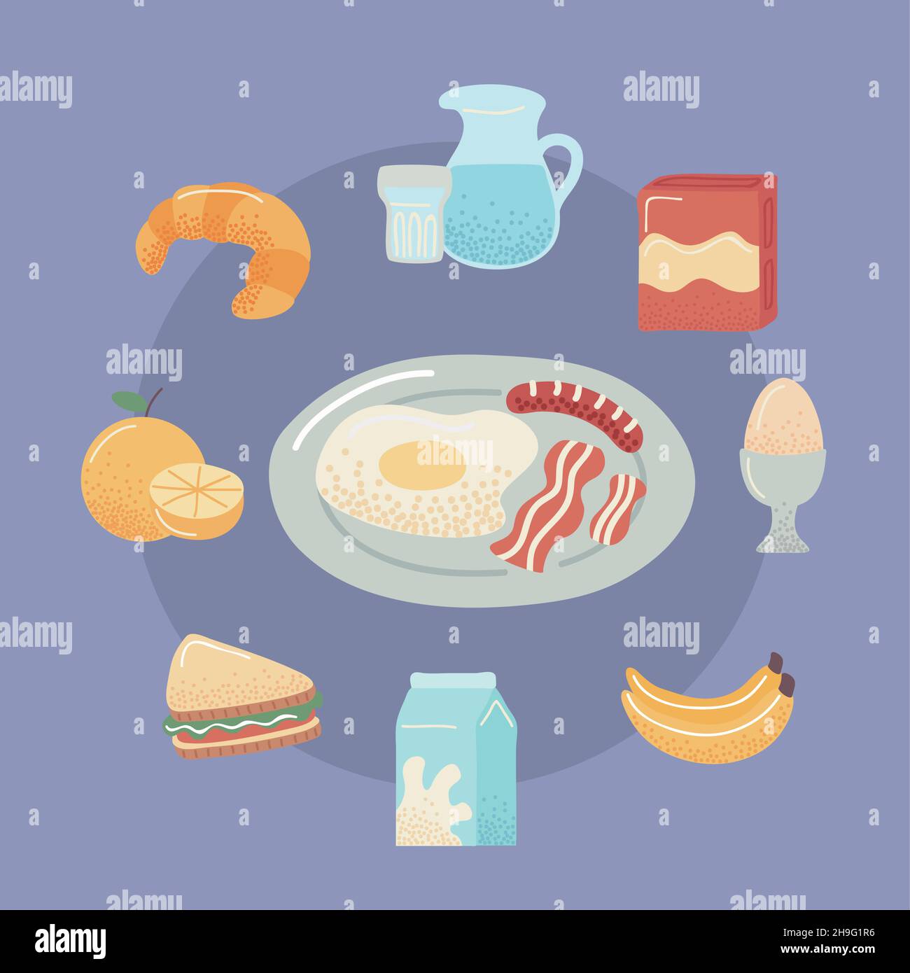 Healthy breakfast boiled egg milk Stock Vector Images - Alamy