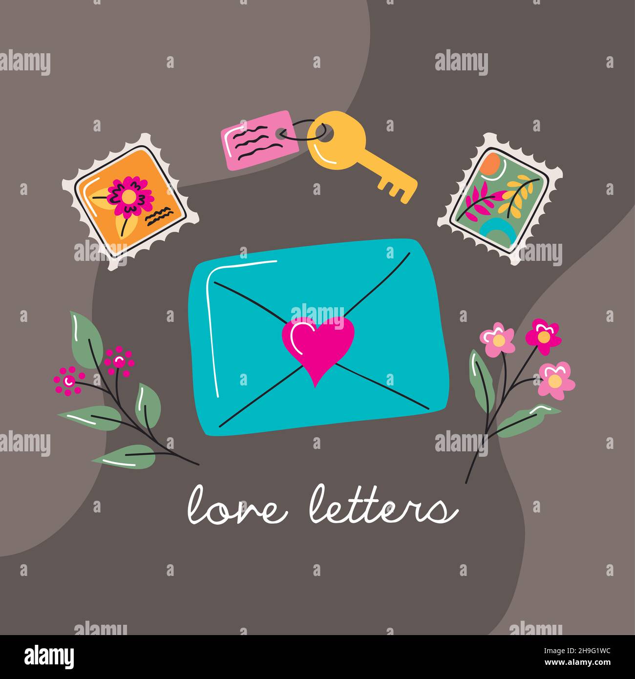 love letters envelope and icons Stock Vector Image & Art - Alamy