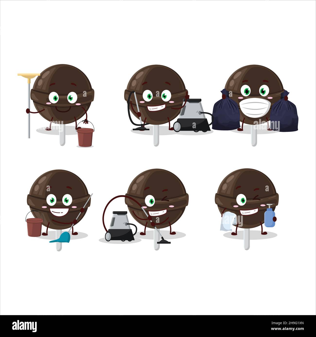 Cleaning service sweet chocolate lolipop cute cartoon character using ...