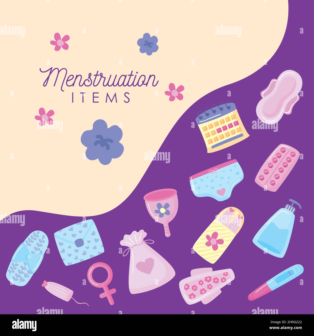 menstruation items and flowers poster Stock Vector Image & Art - Alamy