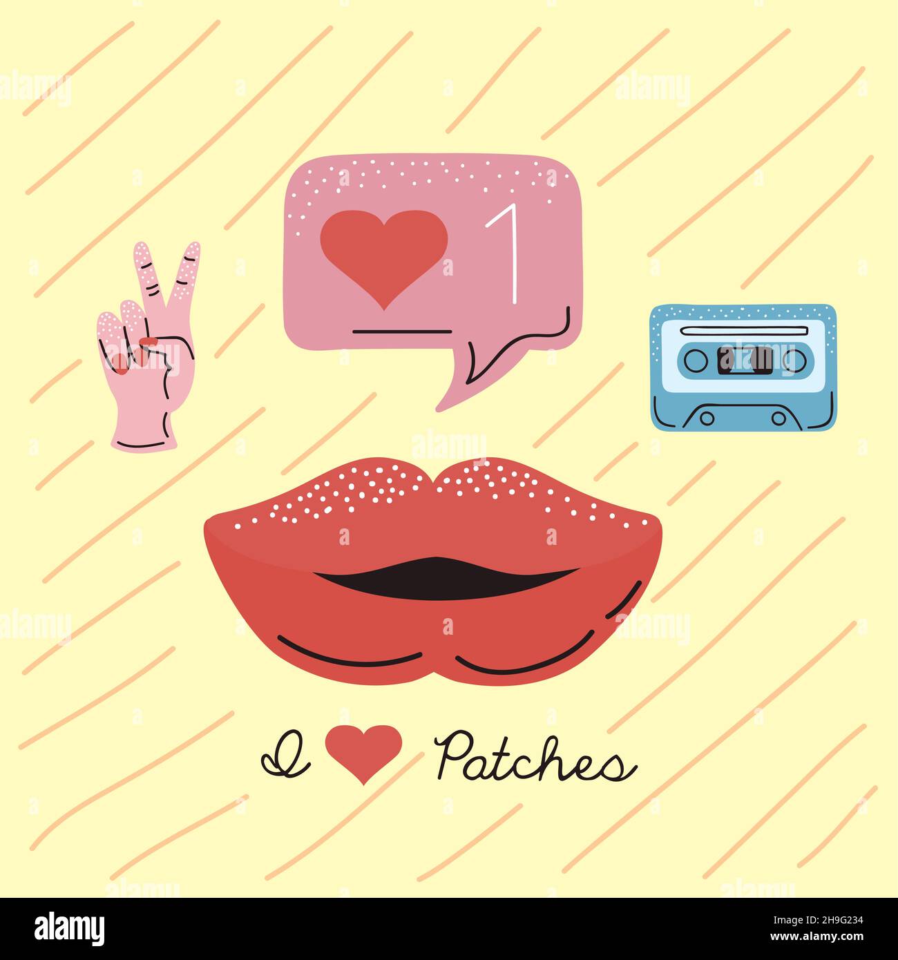 love patches and lettering icons Stock Vector Image & Art - Alamy