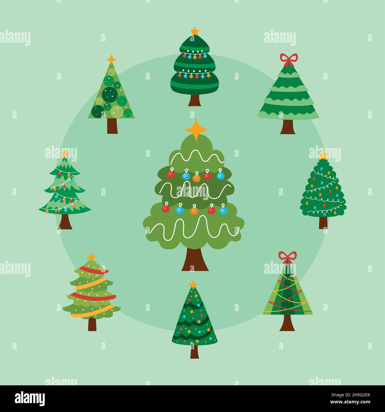 nine christmas trees set icons Stock Vector Image & Art - Alamy