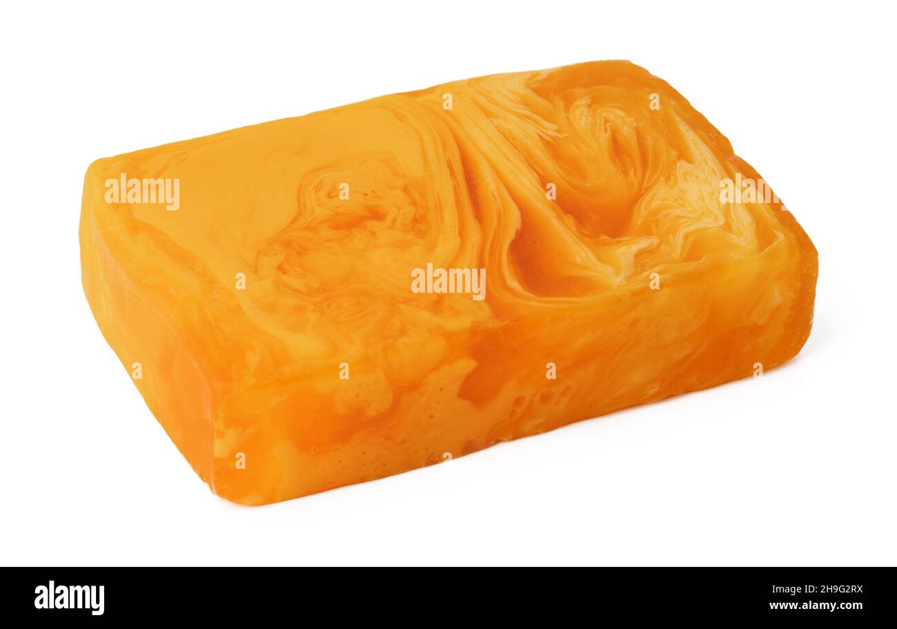 Yellow soap bar isolated on white background Stock Photo - Alamy