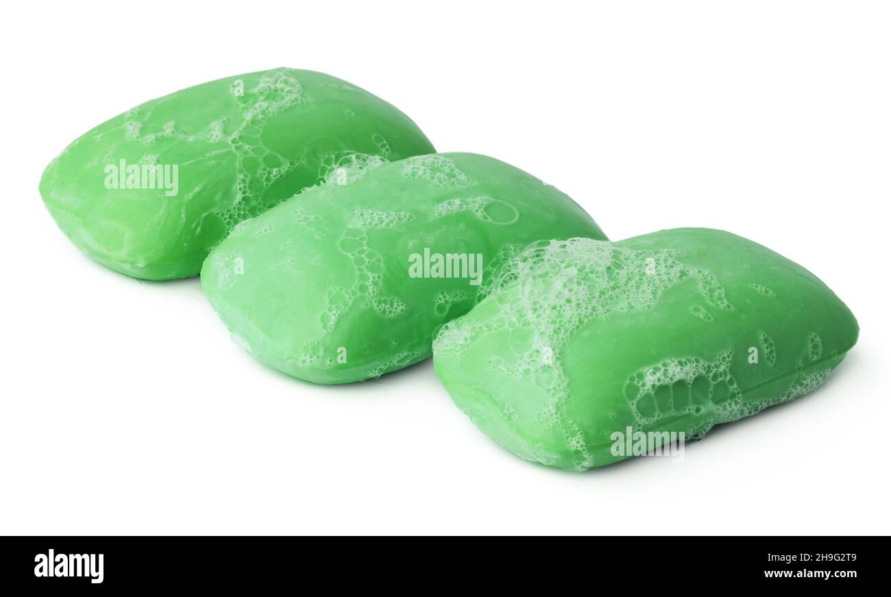 Front view of soap bars isolated on white background Stock Photo - Alamy