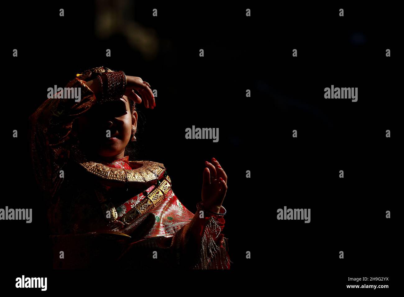 Bhaktapur, Bagmati, Nepal. 7th Dec, 2021. A Portrait of Newari girl in ...