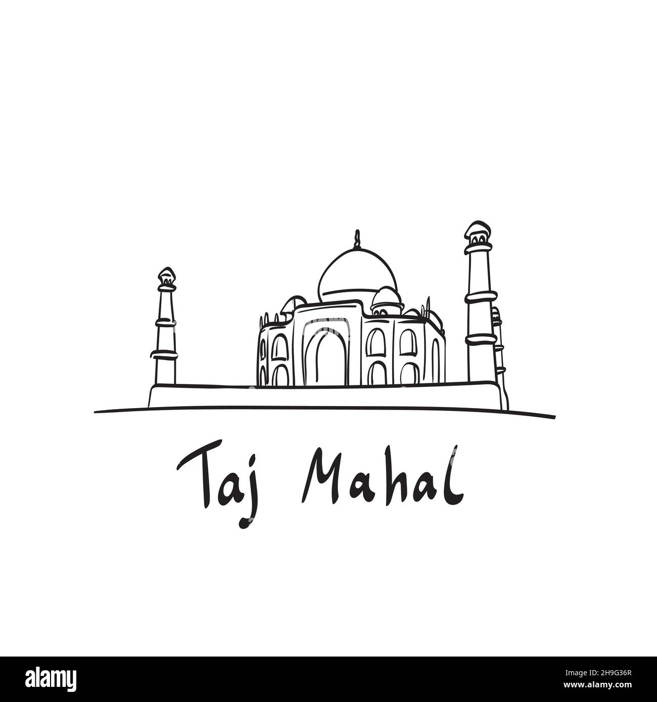taj mahal illustration vector hand drawn isolated on white background ...