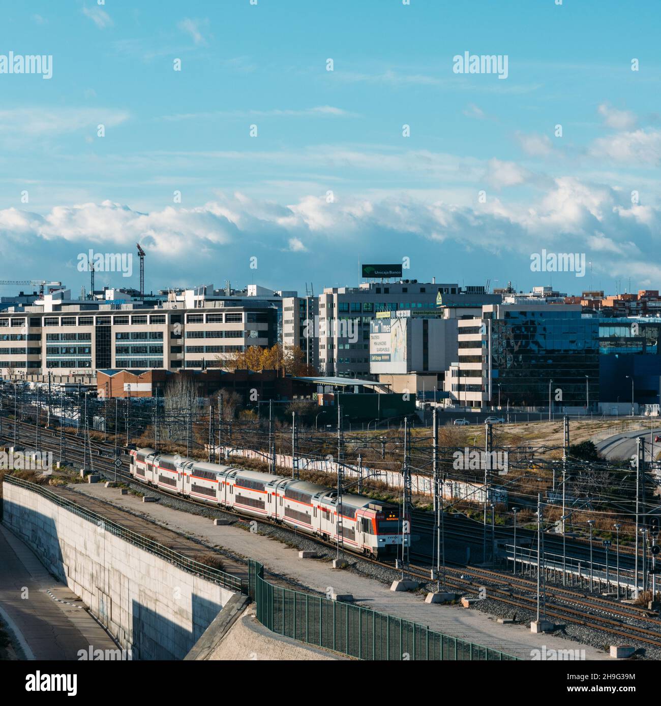 Madrid, Spain - December 5 2021: High perspective view fo Renfe Avant ...