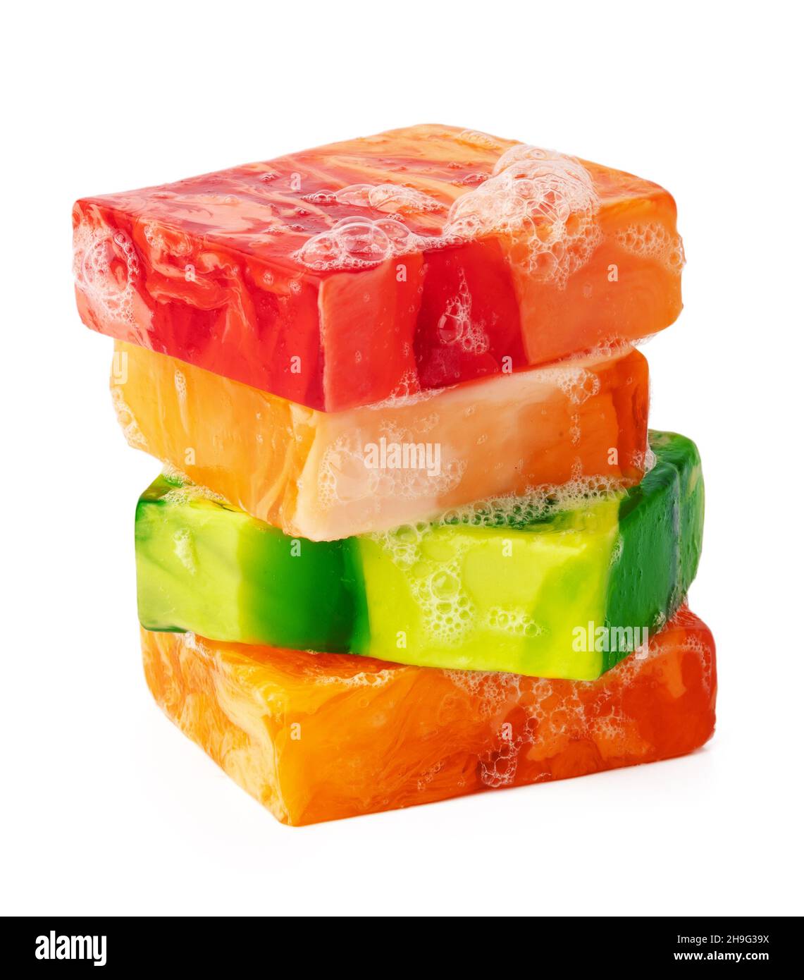 Colorful handmade soap bars on a white background Stock Photo - Alamy