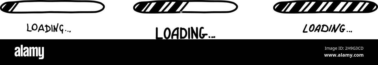 Loading bar doodle icon. Progress loading bar. Hand drawn sketch ...