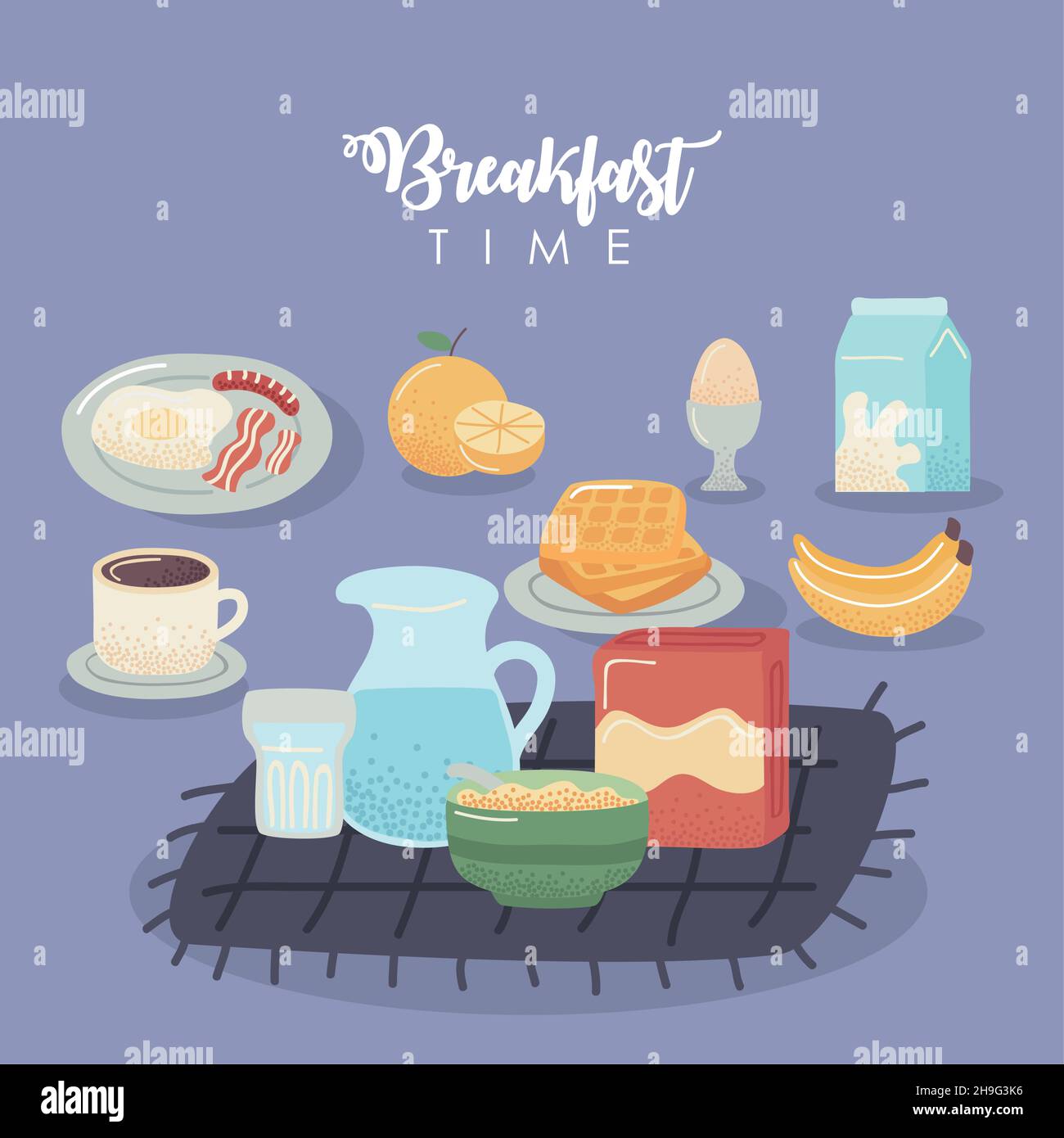 breakfast time food lettering and icons Stock Vector Image & Art - Alamy