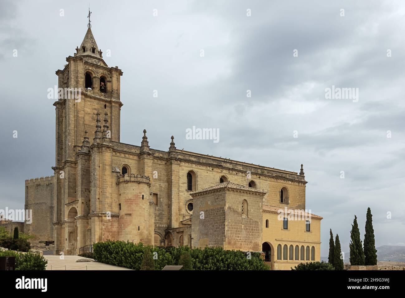 Side view of the Main Abbey church inside the Fortress of La Mota, a ...