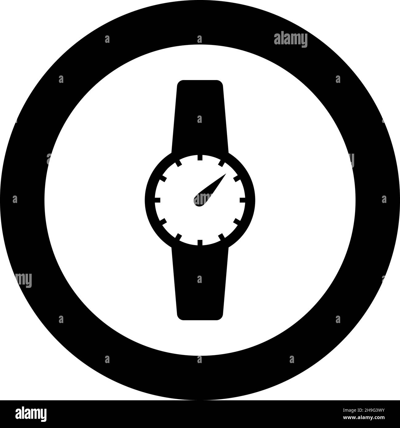 Hand clock icon in circle round black color vector illustration image ...