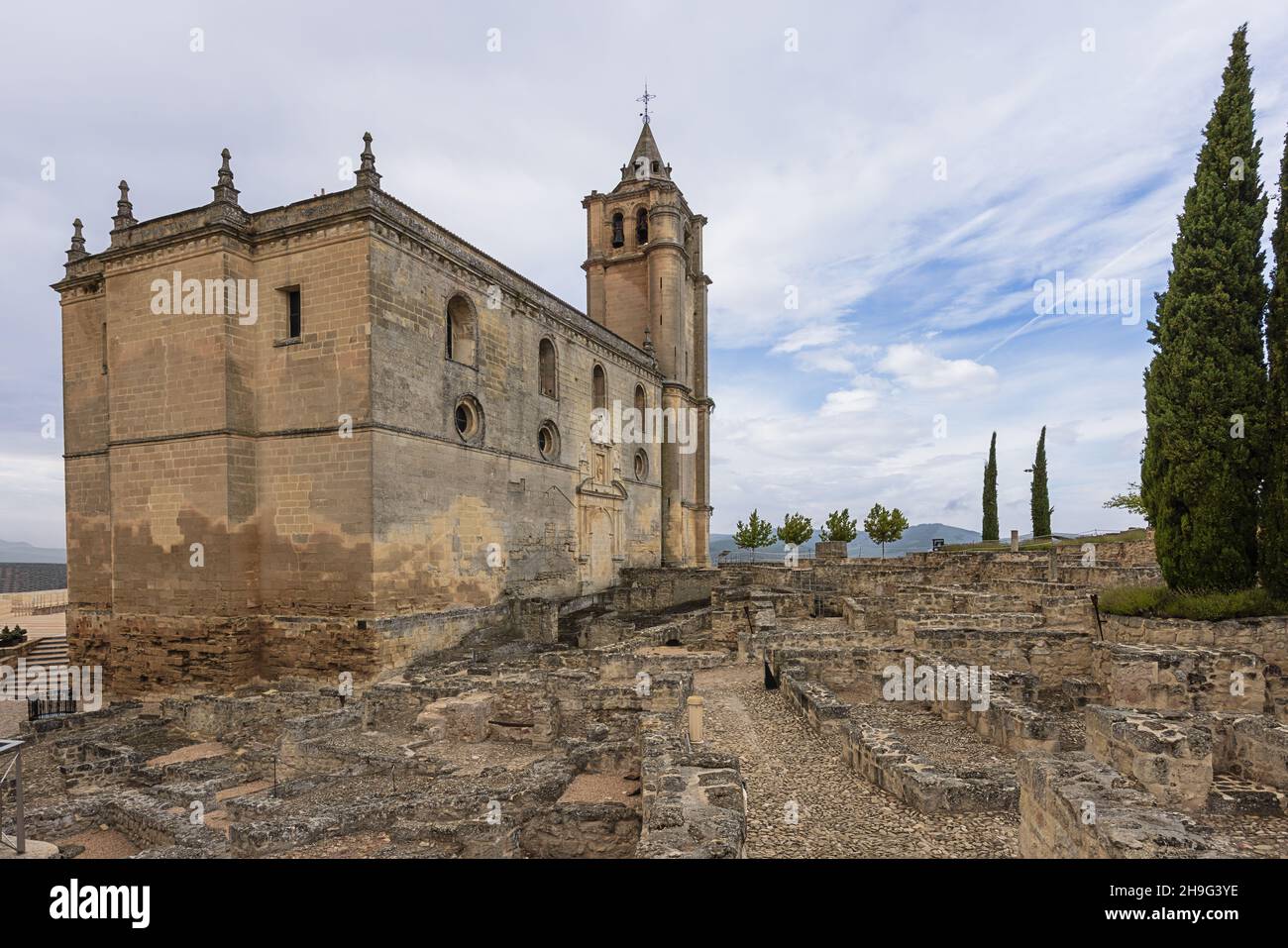 Rear view of the Main Abbey church inside the Fortress of La Mota, a ...