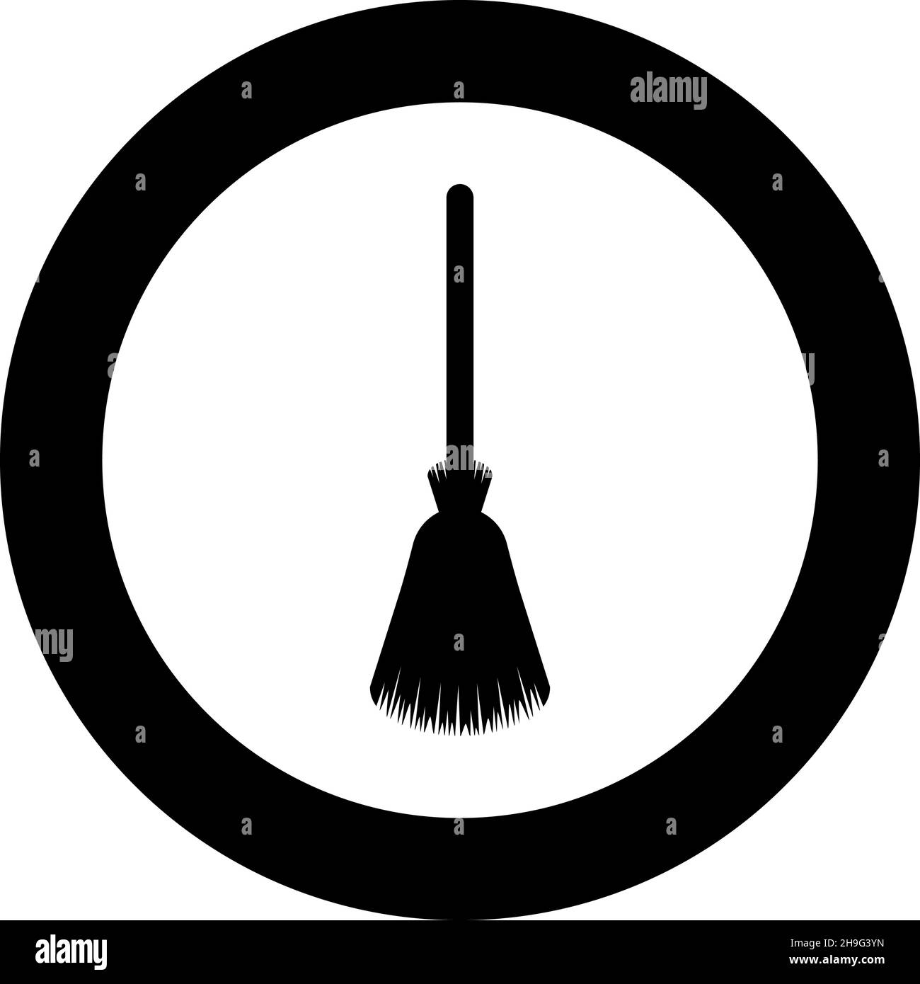 Broom besom broomstick icon in circle round black color vector ...