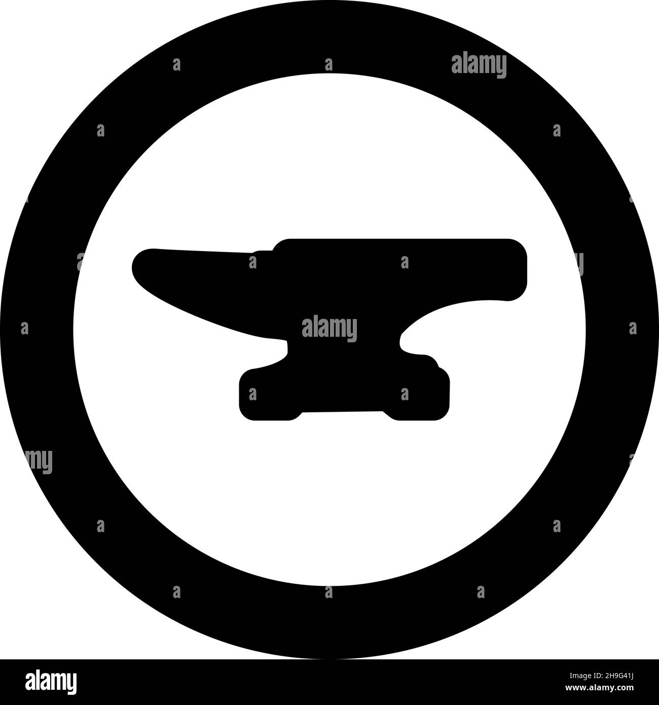 Anvil icon in circle round black color vector illustration image solid ...