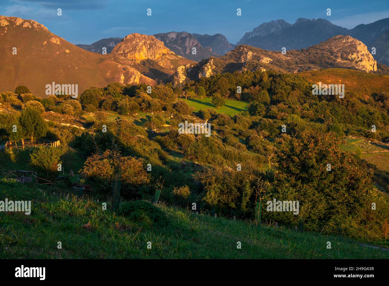 Mountain landscape in the Picos de Europa National Park in a beautiful ...