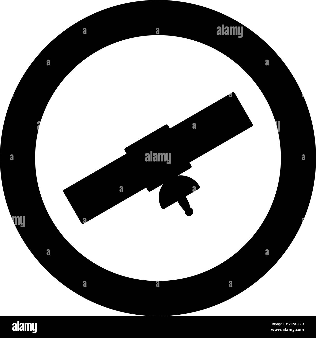 Satellite silhouette World global net concept space icon in circle ...