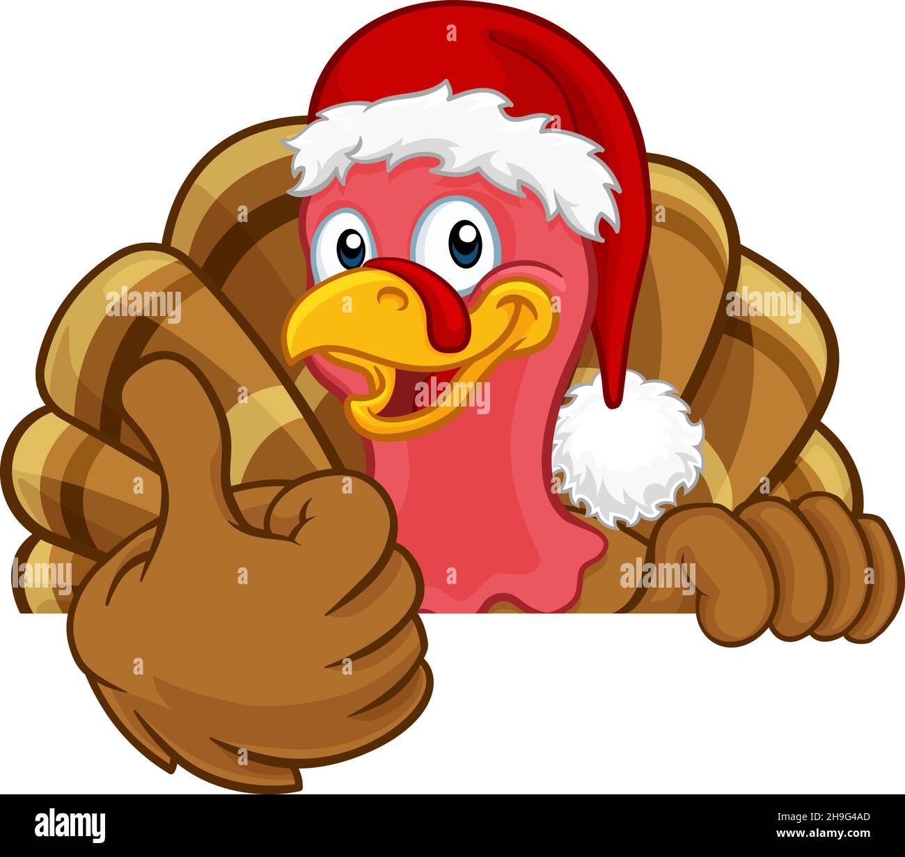 Turkey In Santa Hat Christmas Thanksgiving Cartoon Stock Vector Image ...