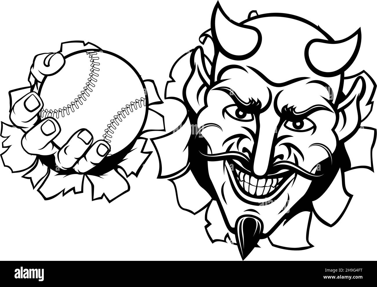 Devil Satan Baseball Ball Sports Mascot Cartoon Stock Vector Image ...