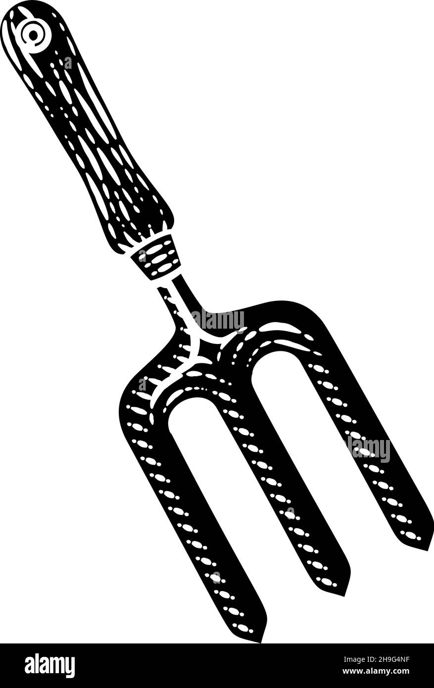 Garden Fork Gardening Tool Vintage Style Woodcut Stock Vector Image ...