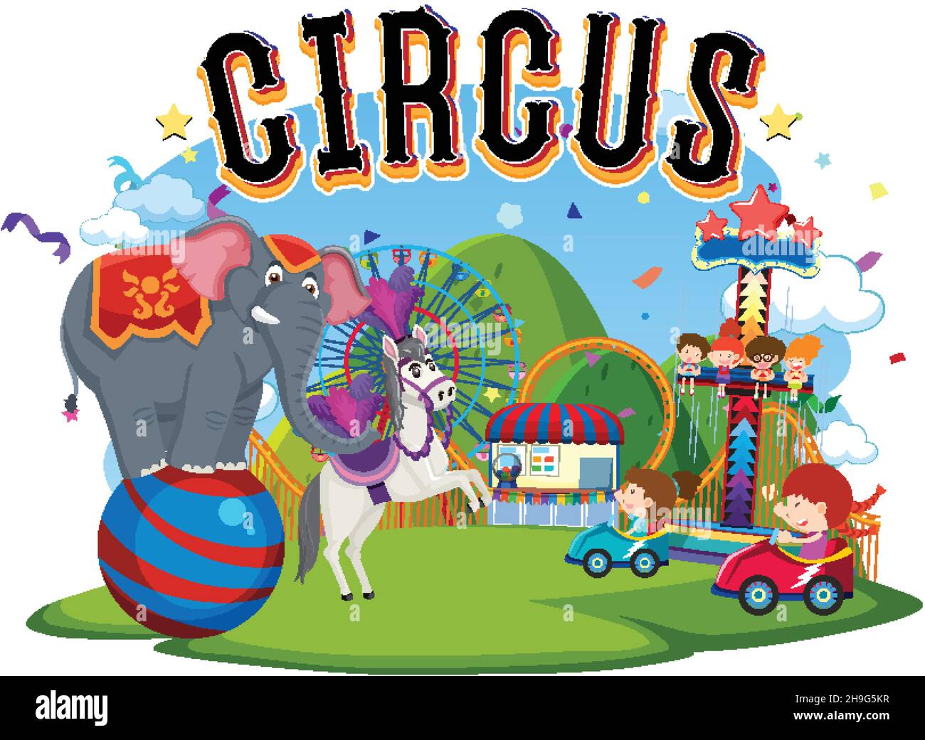 Circus animals performance with circus logo illustration Stock Vector ...