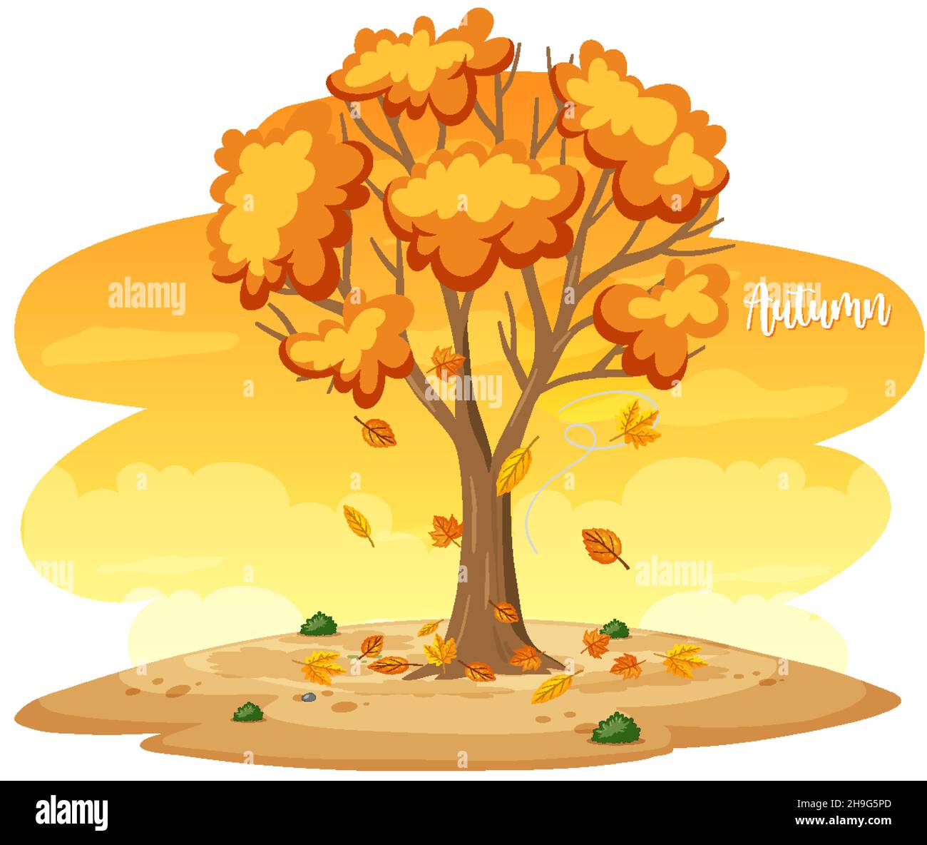An autumn tree on white background illustration Stock Vector Image ...