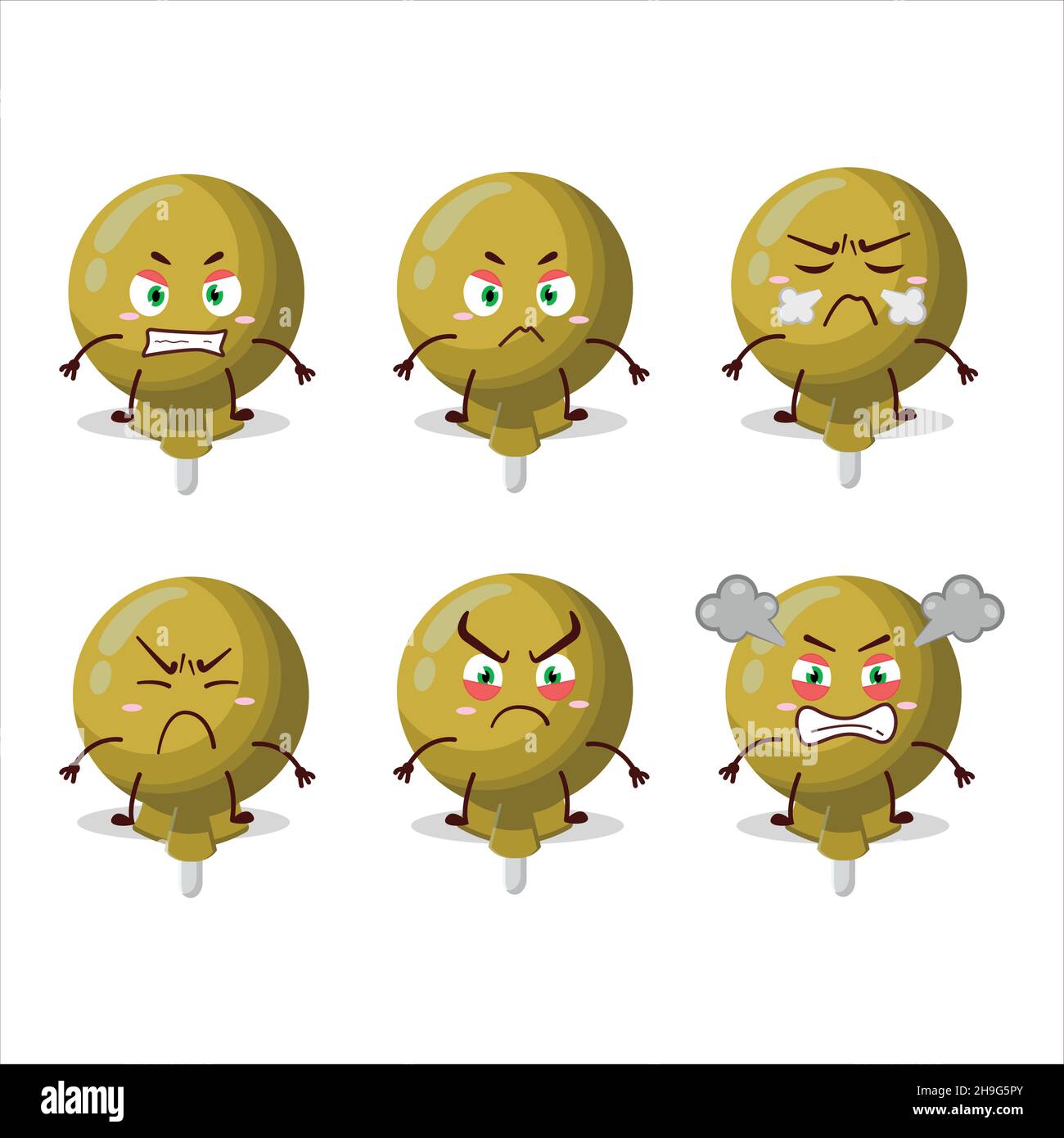 Yellow lolipop wrapped cartoon character with various angry expressions ...