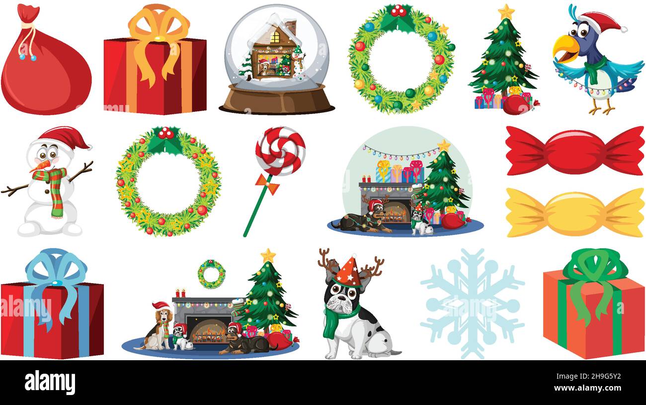 Isolated Christmas Objects And Elements Set illustration Stock Vector ...