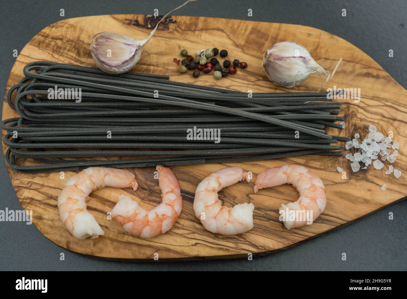 Spaghetti alla busara pasta with shrimps an Italien specialty Stock ...