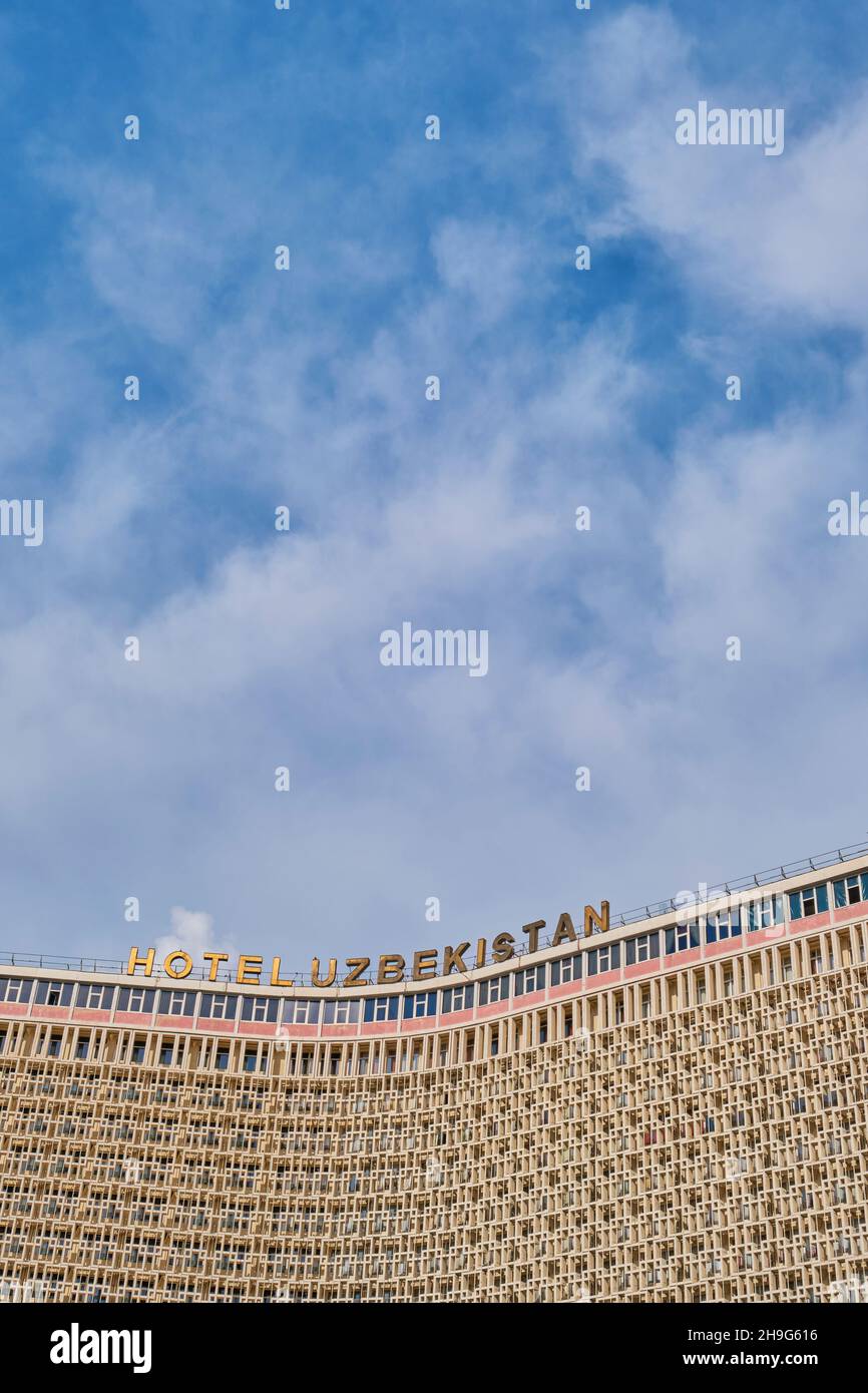 The iconic Hotel Uzbekistan, built in 1974 in the Soviet, Russian ...