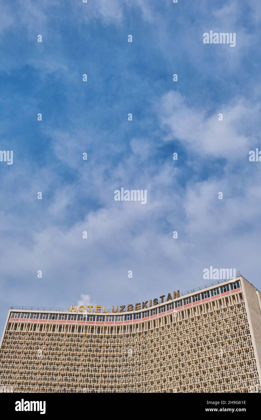 The iconic Hotel Uzbekistan, built in 1974 in the Soviet, Russian ...