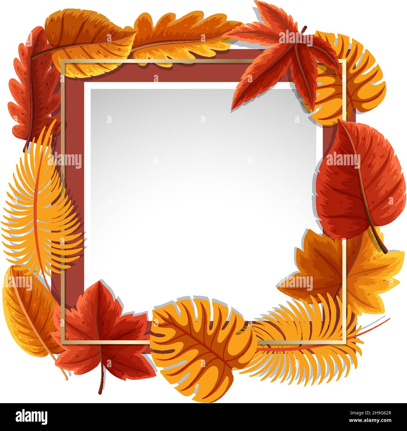 Square frame with autumn foliage illustration Stock Vector Image & Art ...