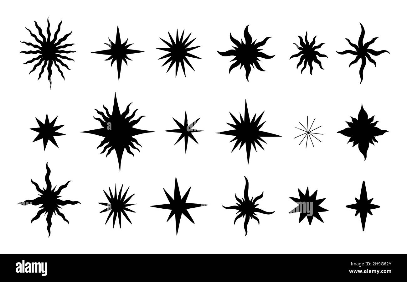 Set star celestial background. Drawing element collection flat cartoon ...