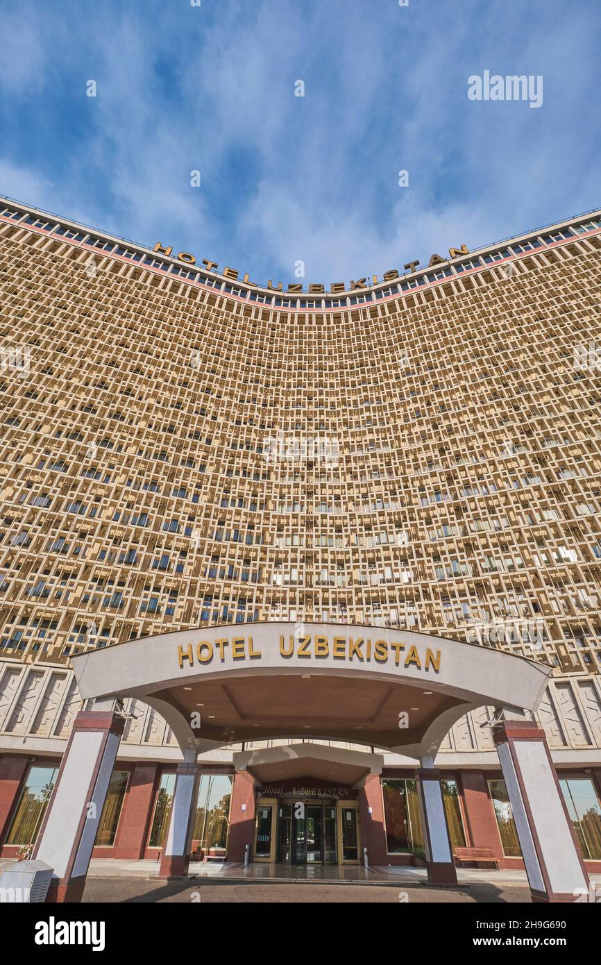 The iconic Hotel Uzbekistan, built in 1974 in the Soviet, Russian ...